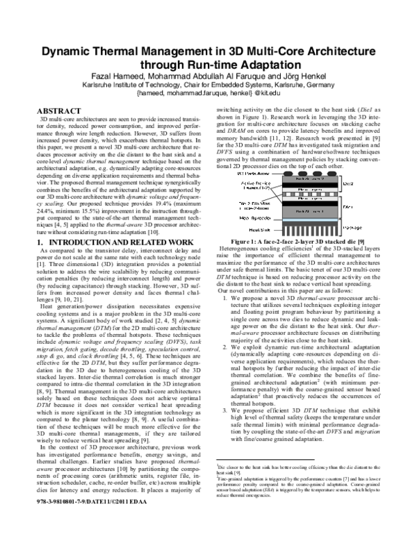 (PDF) Dynamic thermal management in 3D multi-core architecture through run-time adaptation