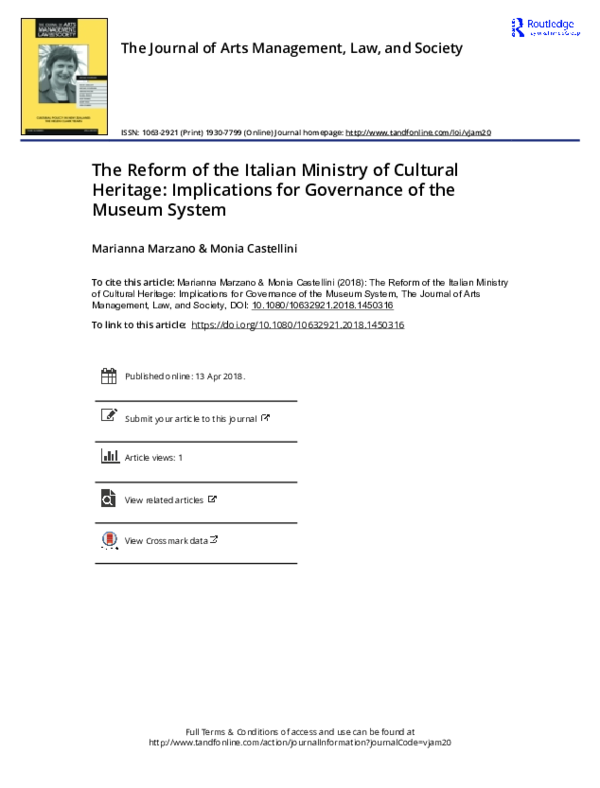 (PDF) The Reform of the Italian Ministry of Cultural Heritage ...