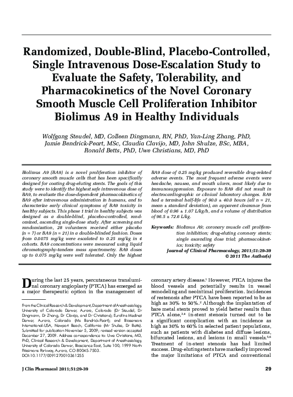 (PDF) A randomized, double-blind, placebo-controlled, single-dose study to evaluate the safety ...
