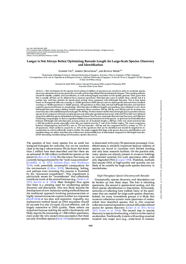 (PDF) Longer is Not Always Better: Optimizing Barcode Length for Large ...