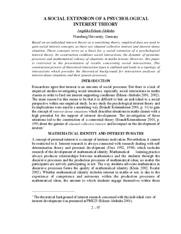 (PDF) A Social Extension of a Psychological Interest Theory