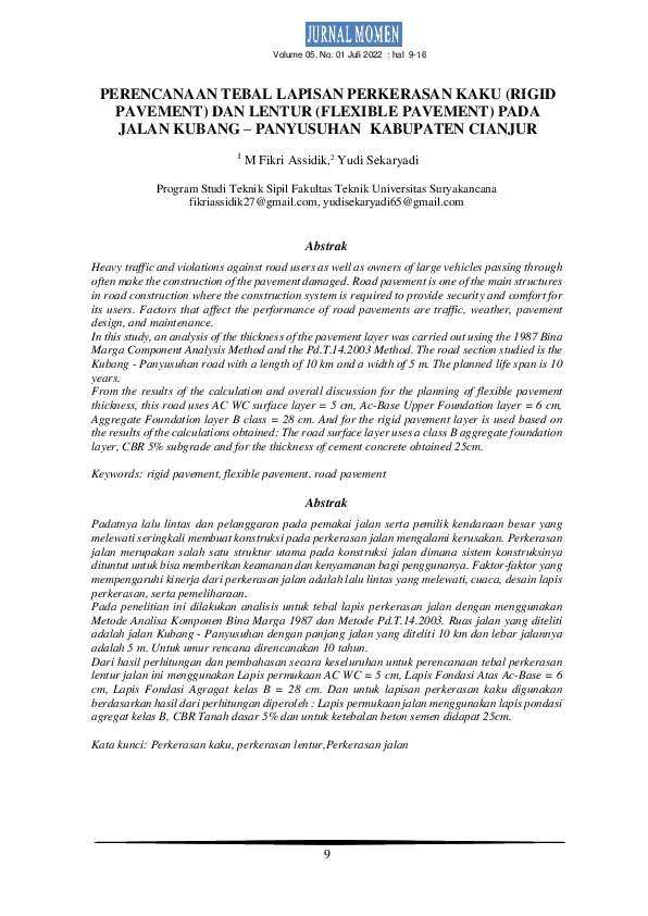 (PDF) Perencanaan Tebal Lapisan Perkerasan Kaku (Rigid Pavement) Dan ...