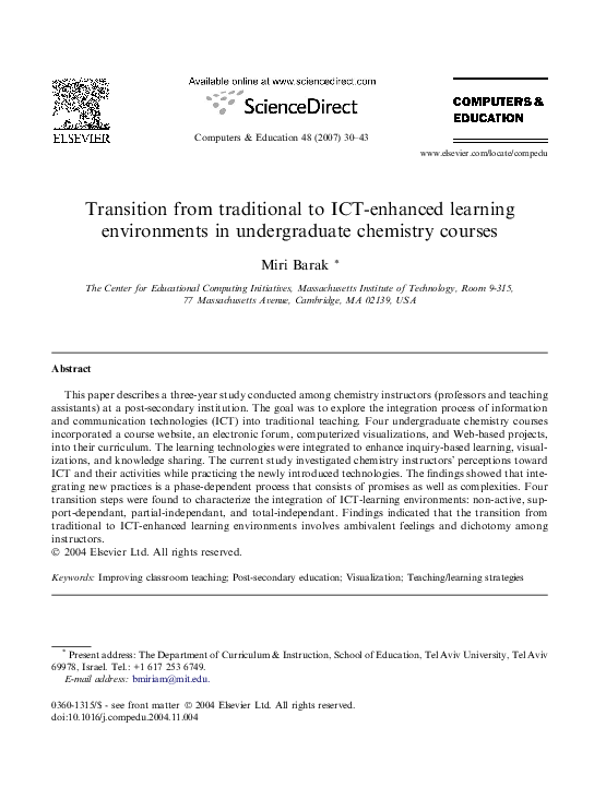 (PDF) Transition from traditional to ICT-enhanced learning environments ...