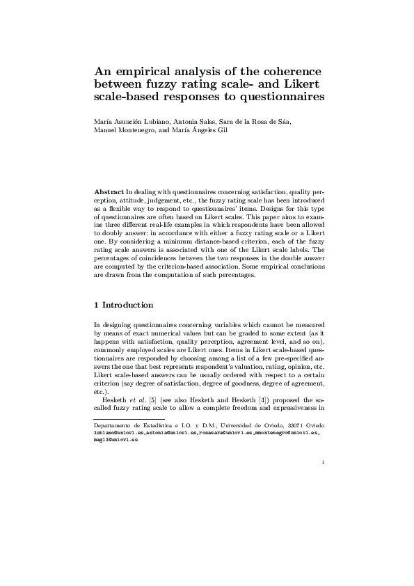 Pdf An Empirical Analysis Of The Coherence Between Fuzzy Rating Scale And Likert Scale Based 0314