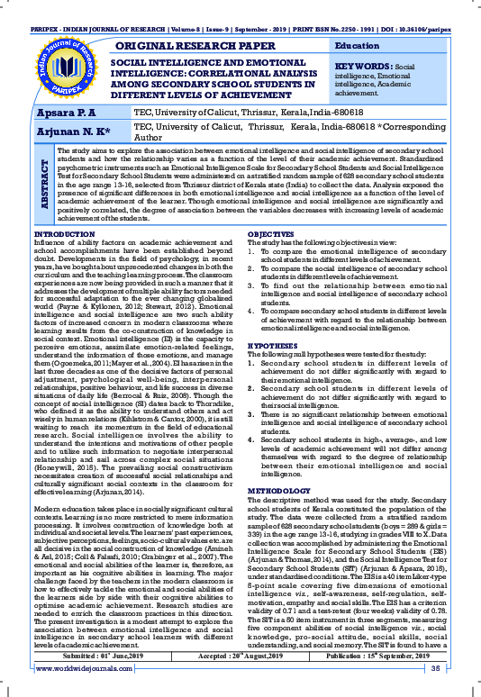 (PDF) Emotional and Social Intelligence in Students
