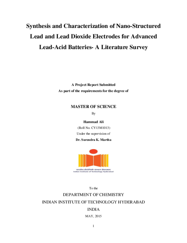 (PDF) Synthesis and Characterization of Nano - Structured Lead and Lead Dioxide Electrodes for ...