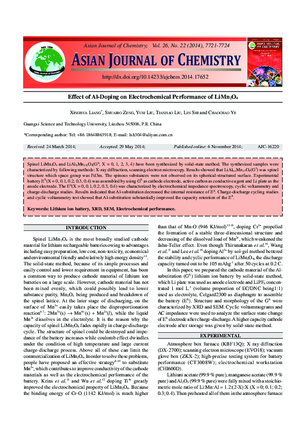 (PDF) Effect of Al-Doping on Electrochemical Performance of LiMn2O4