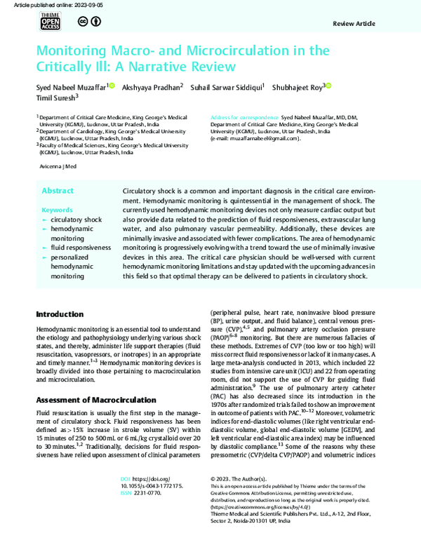 Pdf Monitoring Macro And Microcirculation In The Critically Ill A