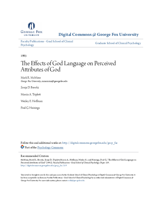 (PDF) The Effects of God Language on Perceived Attributes of God