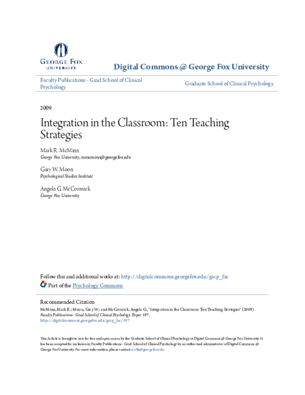 (PDF) Integration in the Classroom: Ten Teaching Strategies | Mark ...