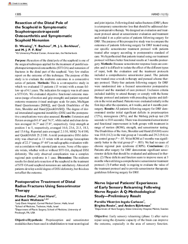 Resection of the Distal Pole of the Scaphoid in Symptomatic ...