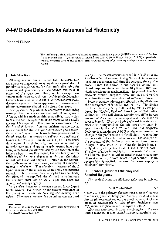 (PDF) P-I-N Diode Detectors for Astronomical Photometry