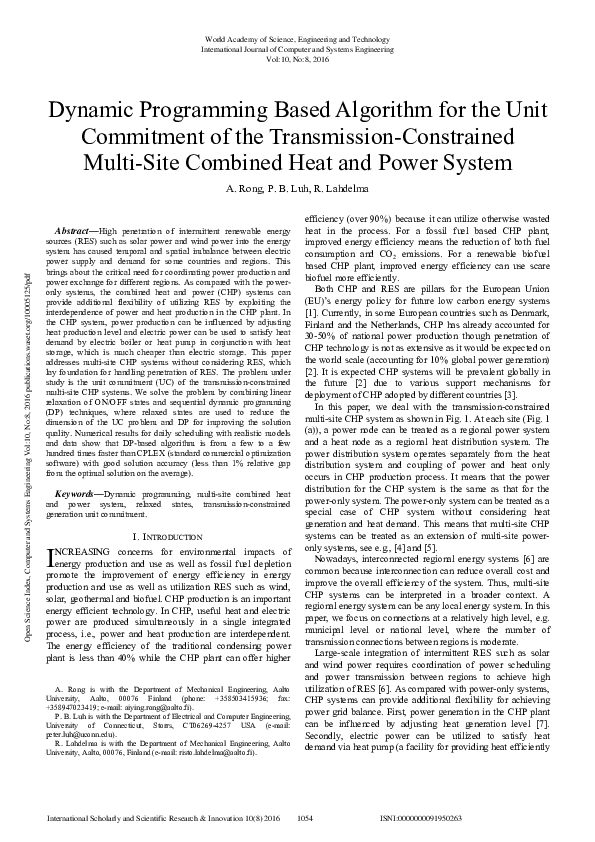 (PDF) Dynamic Programming Based Algorithm For The Unit Commitment Of The Transmission ...