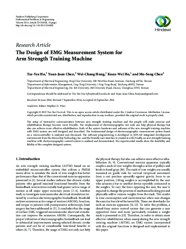 (PDF) The Design of EMG Measurement System for Arm Strength Training ...