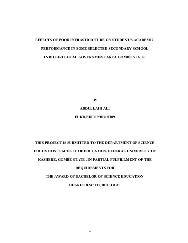 (DOC) EFFECT OF POOR INFRASTRUCTURE ON STUDENT'S ACADEMIC PERFORMANCE ...