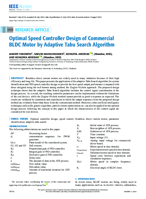 (PDF) Optimal Speed Controller Design of Commercial BLDC Motor by Adaptive Tabu Search Algorithm