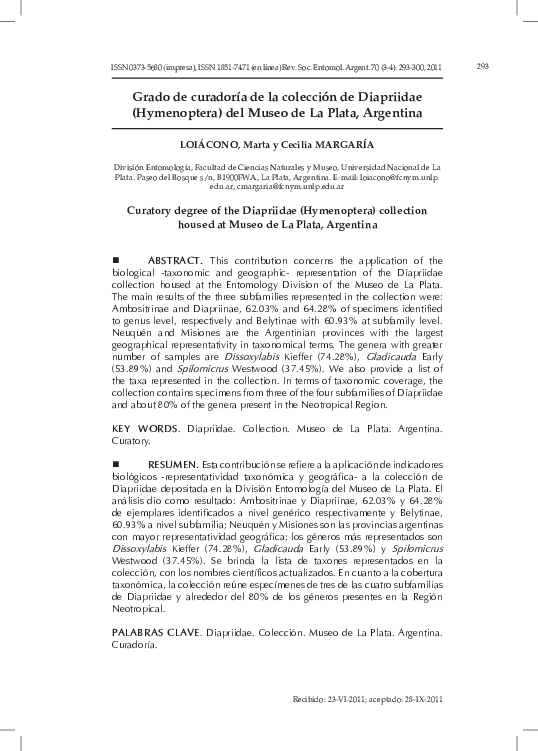 (PDF) Curatory degree of the Diapriidae (Hymenoptera) collection housed ...