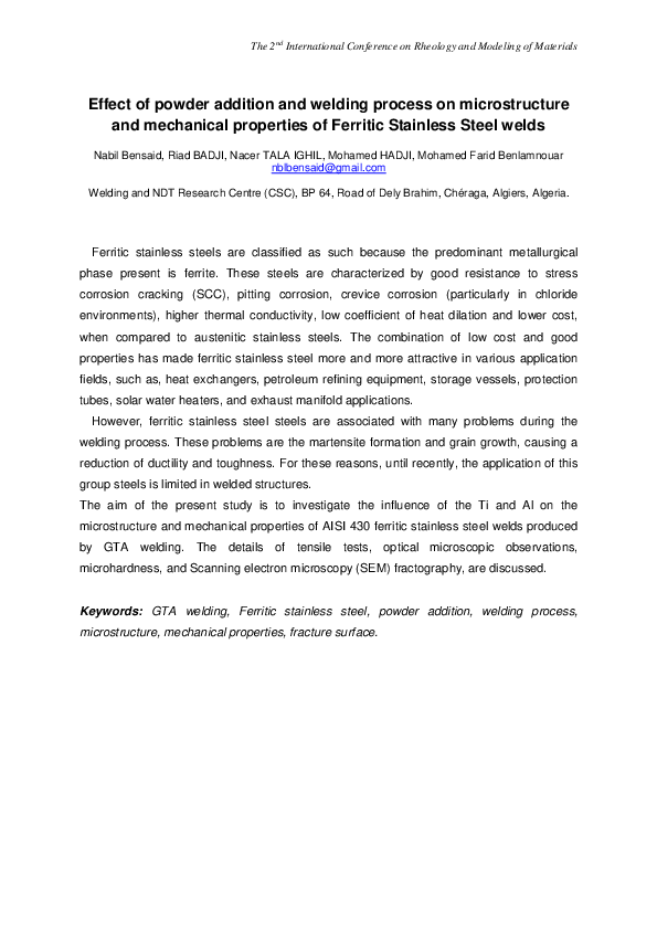 (PDF) Effect of powder addition and welding process on microstructure ...