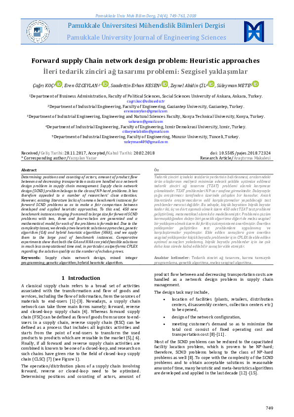 (PDF) Forward Supply Chain Network Design Problem: Heuristic Approaches