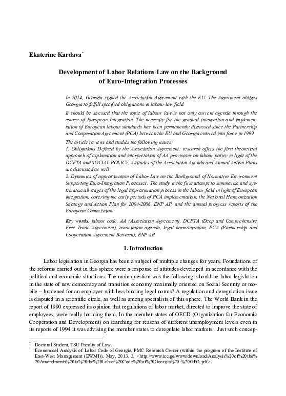 (PDF) Development of Labor Relations Law on the Background of Euro-Integration Processes