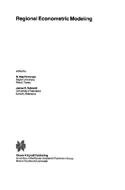 (PDF) Regional Econometric Modeling