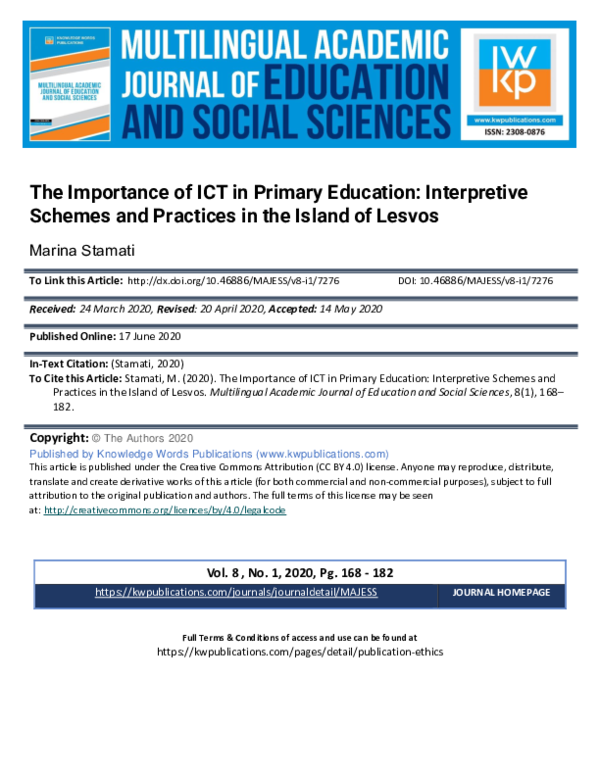 (PDF) The Importance of ICT in Primary Education: Interpretive Schemes ...