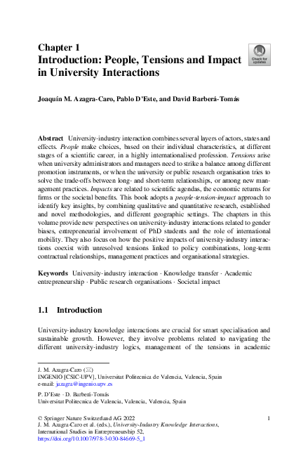 (PDF) Introduction: People, Tensions and Impact in University Interactions