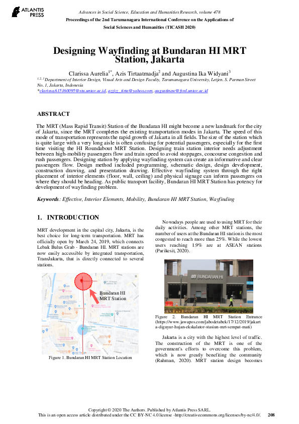 (PDF) Designing Wayfinding at Bundaran HI MRT Station, Jakarta