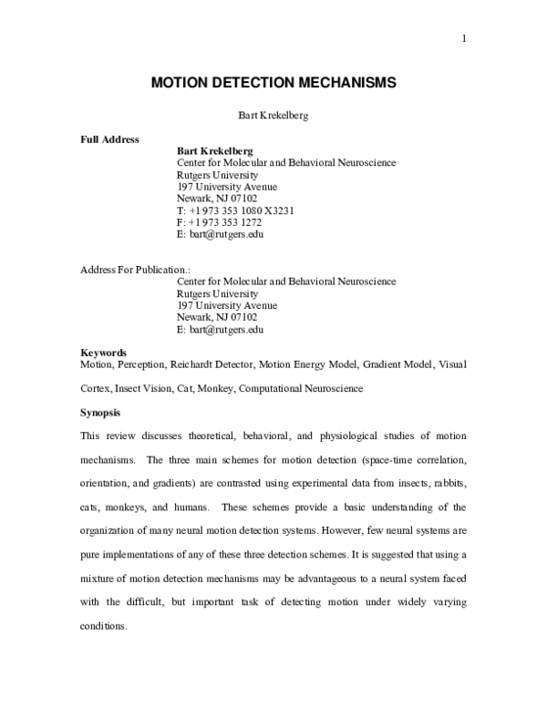 (PDF) 1 Motion Detection Mechanisms