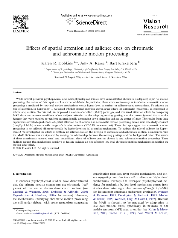 (PDF) Effects of spatial attention and salience cues on chromatic and ...