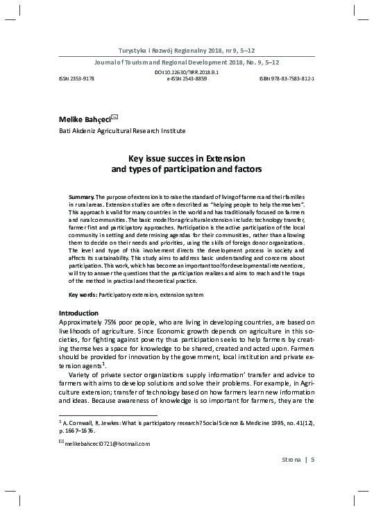 (PDF) Key issue succes in Extension and types of participation and factors