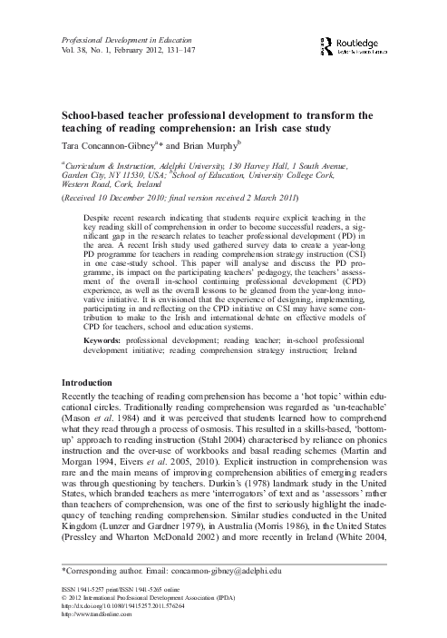 (PDF) School-based teacher professional development to transform the ...