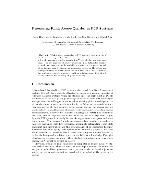 (PDF) Processing Rank-Aware Queries in P2P Systems | Daniel Zinn - Academia.edu