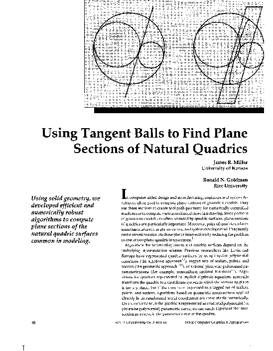 (PDF) Using tangent balls to find plane sections of natural quadrics