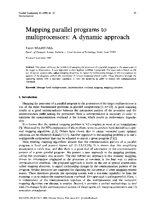 (PDF) Mapping parallel programs to multiprocessors: A dynamic approach