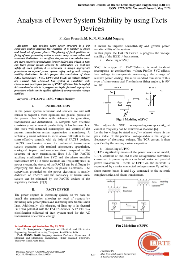 (PDF) Analysis of Power System Stability by using Facts Devices
