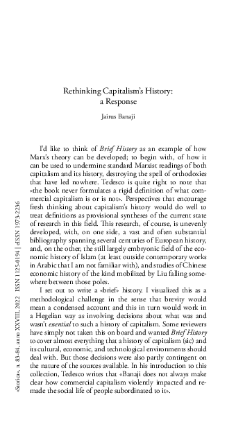 (PDF) Rethinking Capitalism's History: A Response