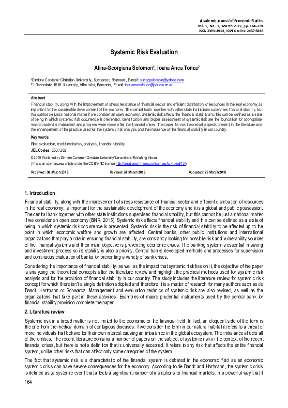 (PDF) Systemic Risk Evaluation