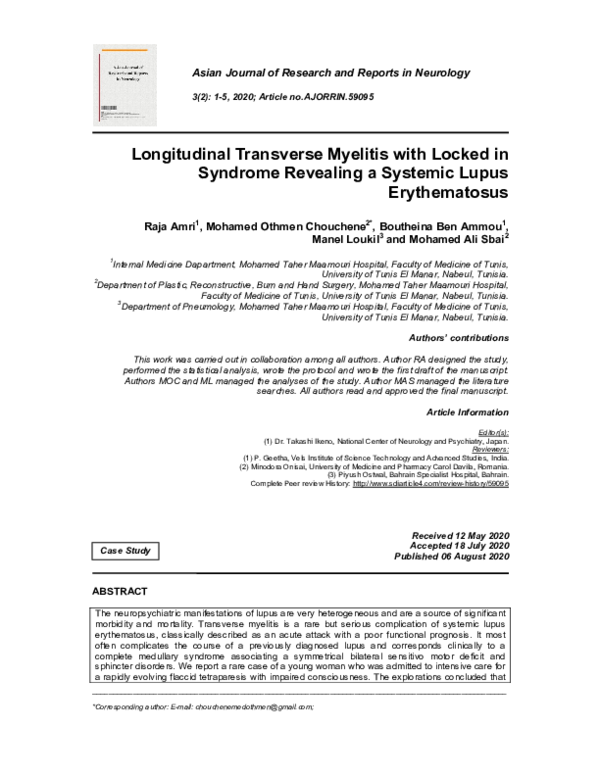 (PDF) Longitudinal Transverse Myelitis with Locked in Syndrome ...