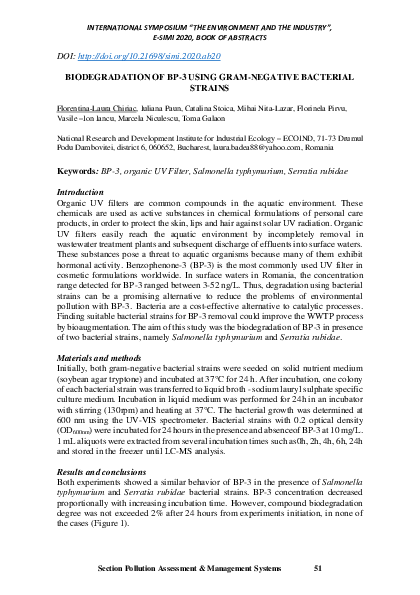 (PDF) Biodegradation of BP-3 Using Gram-Negative Bacterial Strains