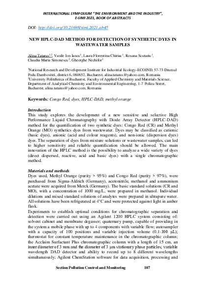 (PDF) New HPLC-Dad Method for Detection of Synthetic Dyes in Wastewater ...