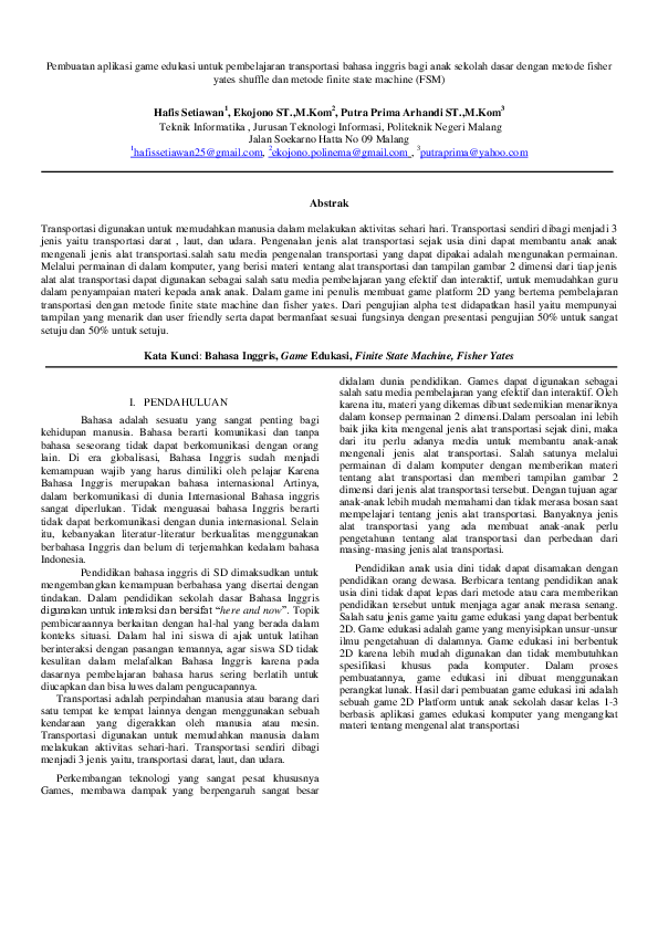 (PDF) Pembuatan aplikasi game edukasi untuk pembelajaran transportasi bahasa inggris bagi anak ...