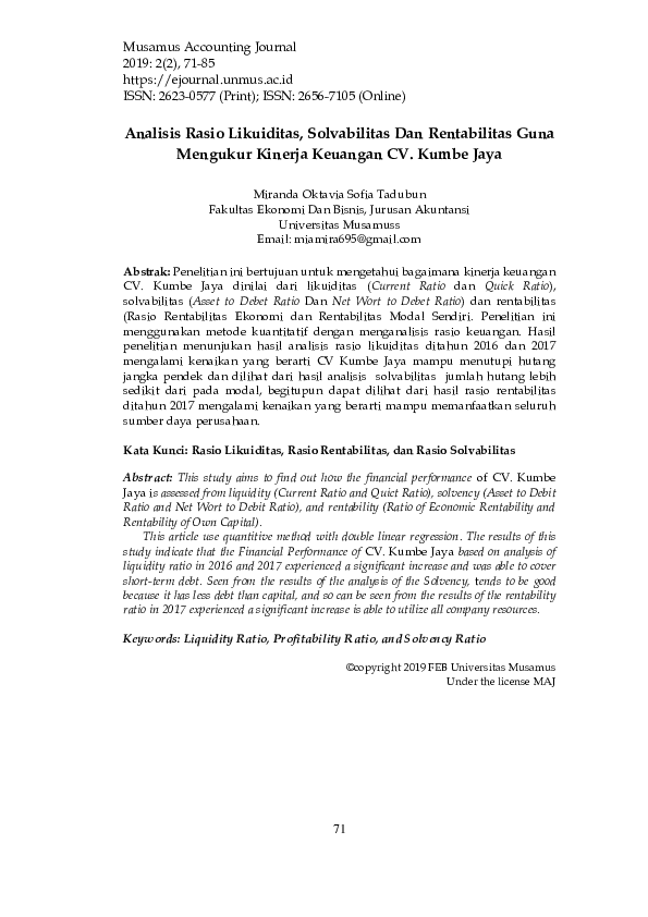 (PDF) Analisis Rasio Likuiditas, Solvabilitas Dan Rentabilitas Guna ...