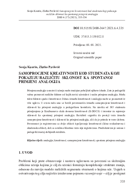(PDF) Self-assessment Creativity among Students Who Show Different ...