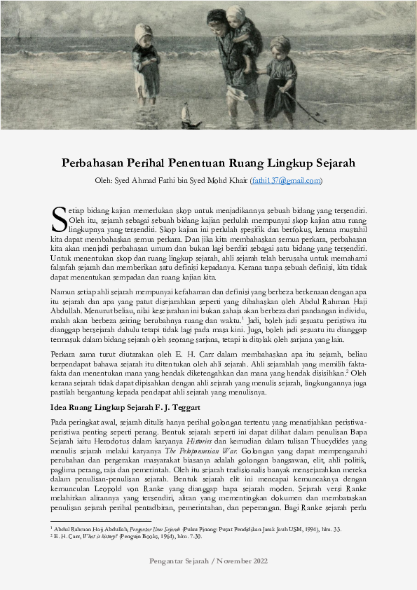 (PDF) Perbahasan Perihal Penentuan Ruang Lingkup Sejarah