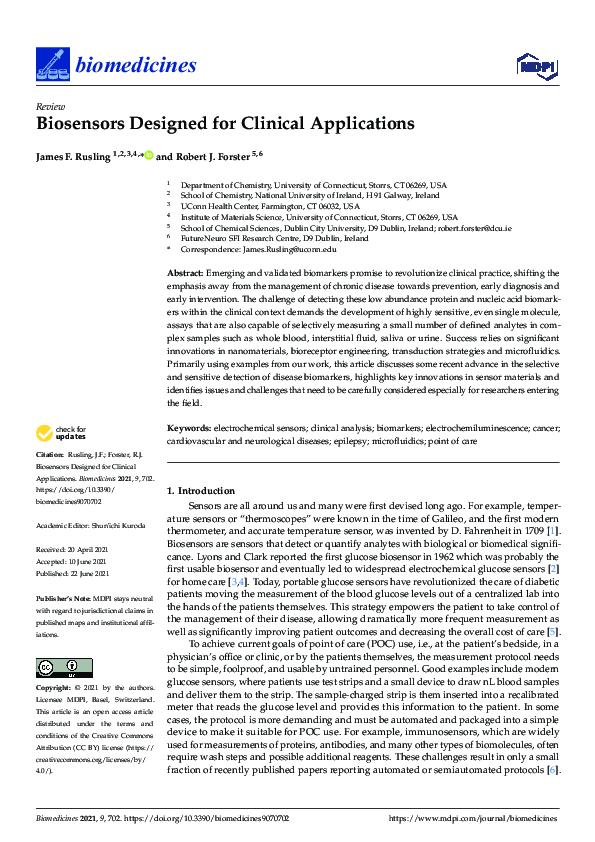 (PDF) Biosensors Designed for Clinical Applications