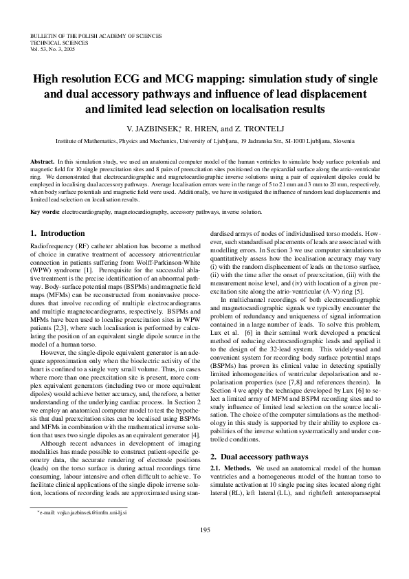 (PDF) High resolution ECG and MCG mapping: simulation study of single ...