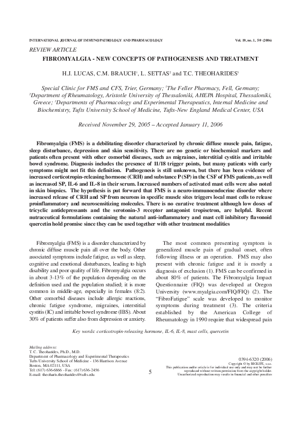(PDF) Fibromyalgia - New Concepts of Pathogenesis and Treatment