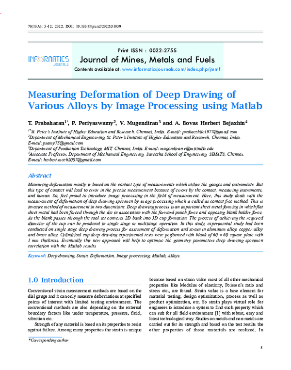 (PDF) Measuring Deformation of Deep Drawing of Various Alloys by Image ...