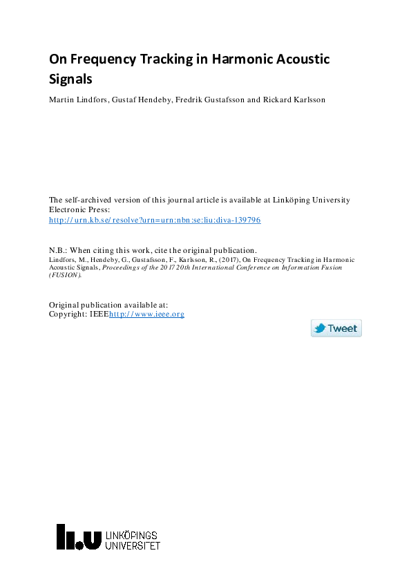 (PDF) On frequency tracking in harmonic acoustic signals